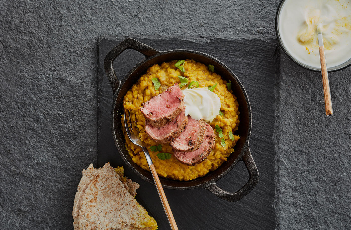 Spiced Welsh Lamb loin with dahl | Meat Promotion Wales